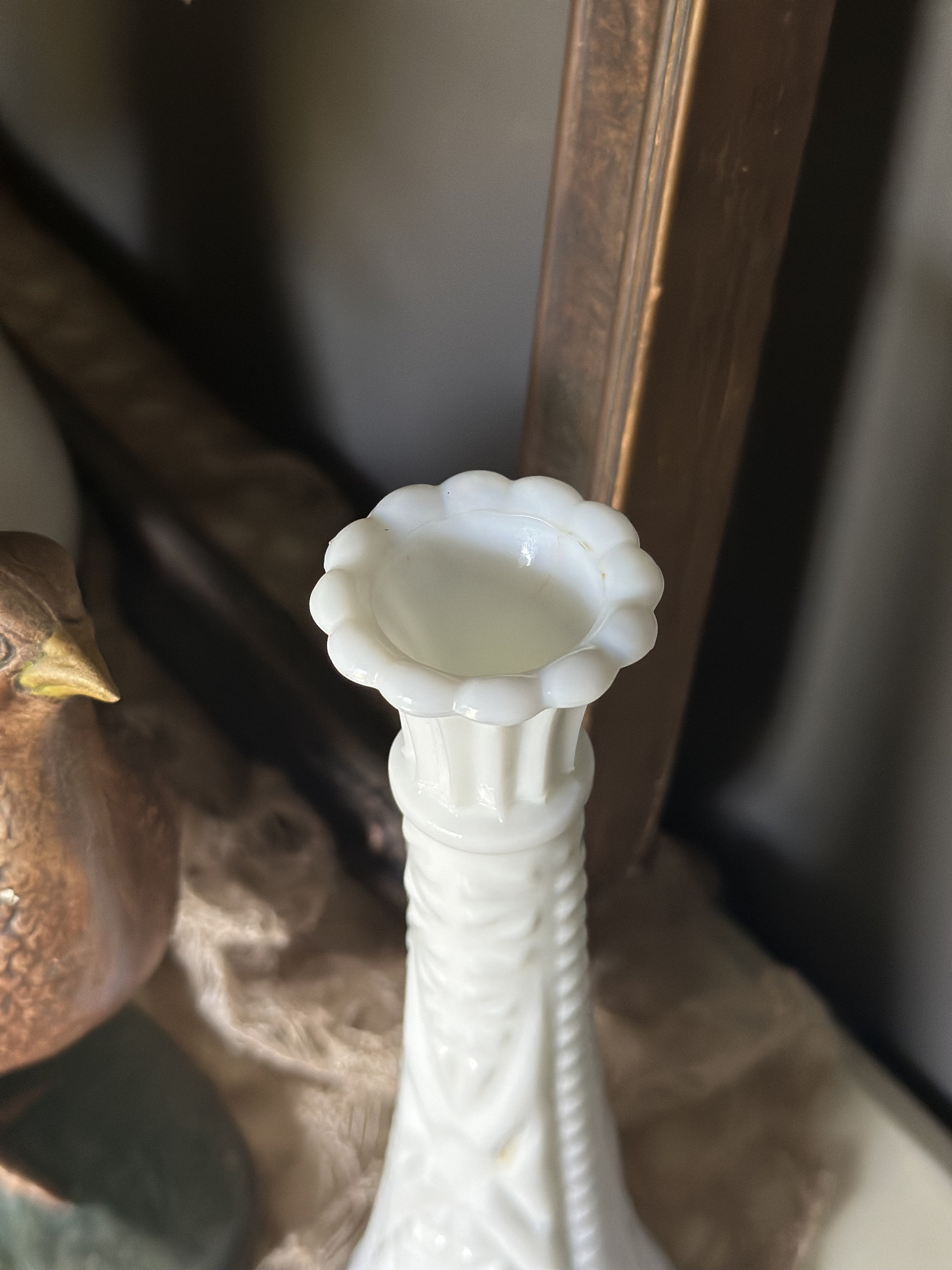 Anchor Hocking Milk Glass Vase, Vintage White Glass Vase, Midcentury ...