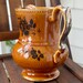 Amber Ironstone Pitcher With Black Roses, Brown Crazed Ironstone ...