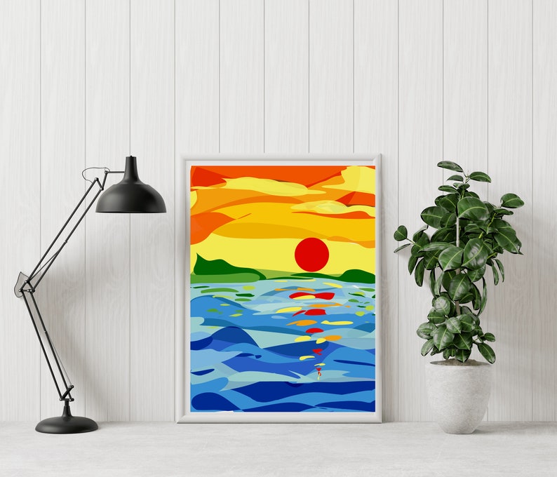 Sunrise Sunset Modern Digital Art Digital Download Printable - Etsy