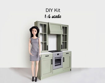1:6 Scale Shaker Kitchen With Incorporated Oven & Upper Cabinets DIY ...