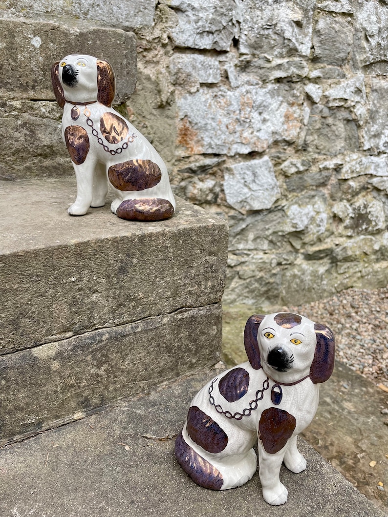 Antique Staffordshire Dogs Copper Lustre | Antique Pottery Dogs ...