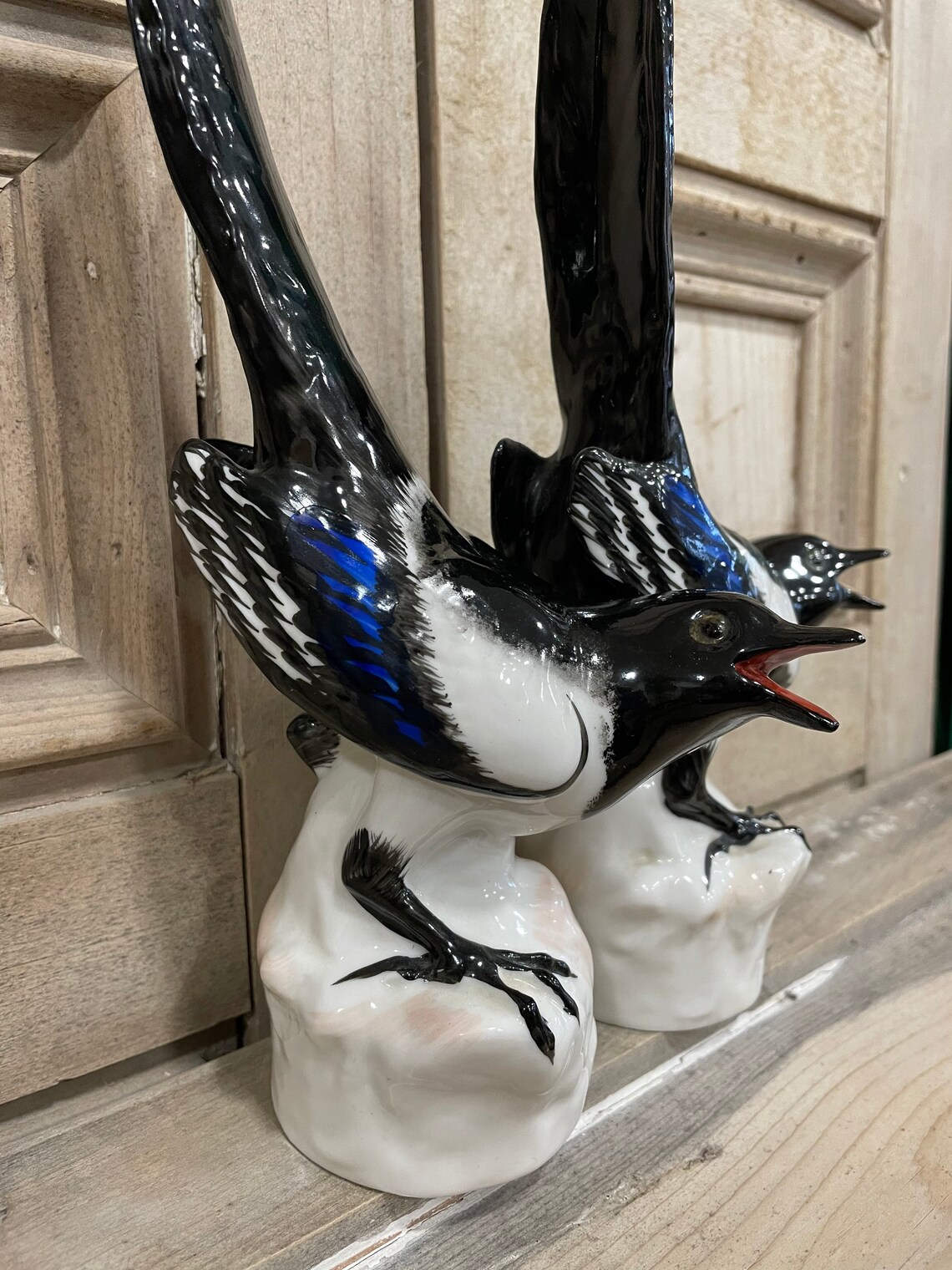 Imperial Lomonosov Magpie Figurine Pair USSR - Etsy