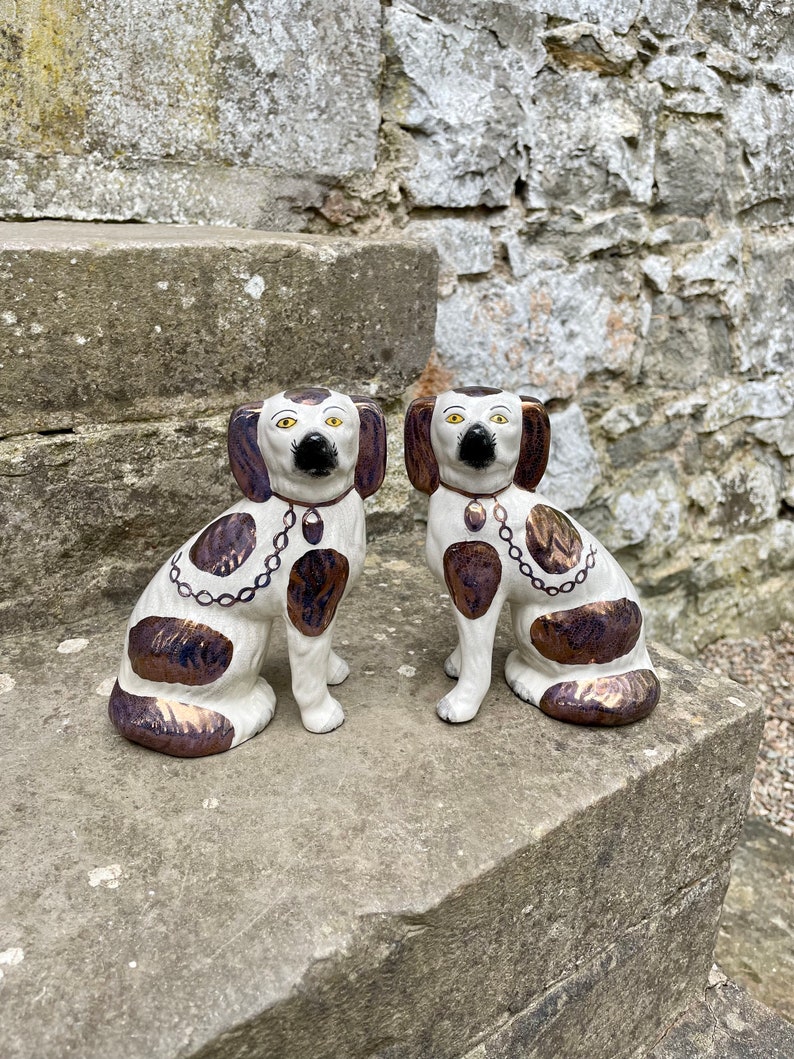 Antique Staffordshire Dogs Copper Lustre | Antique Pottery Dogs ...