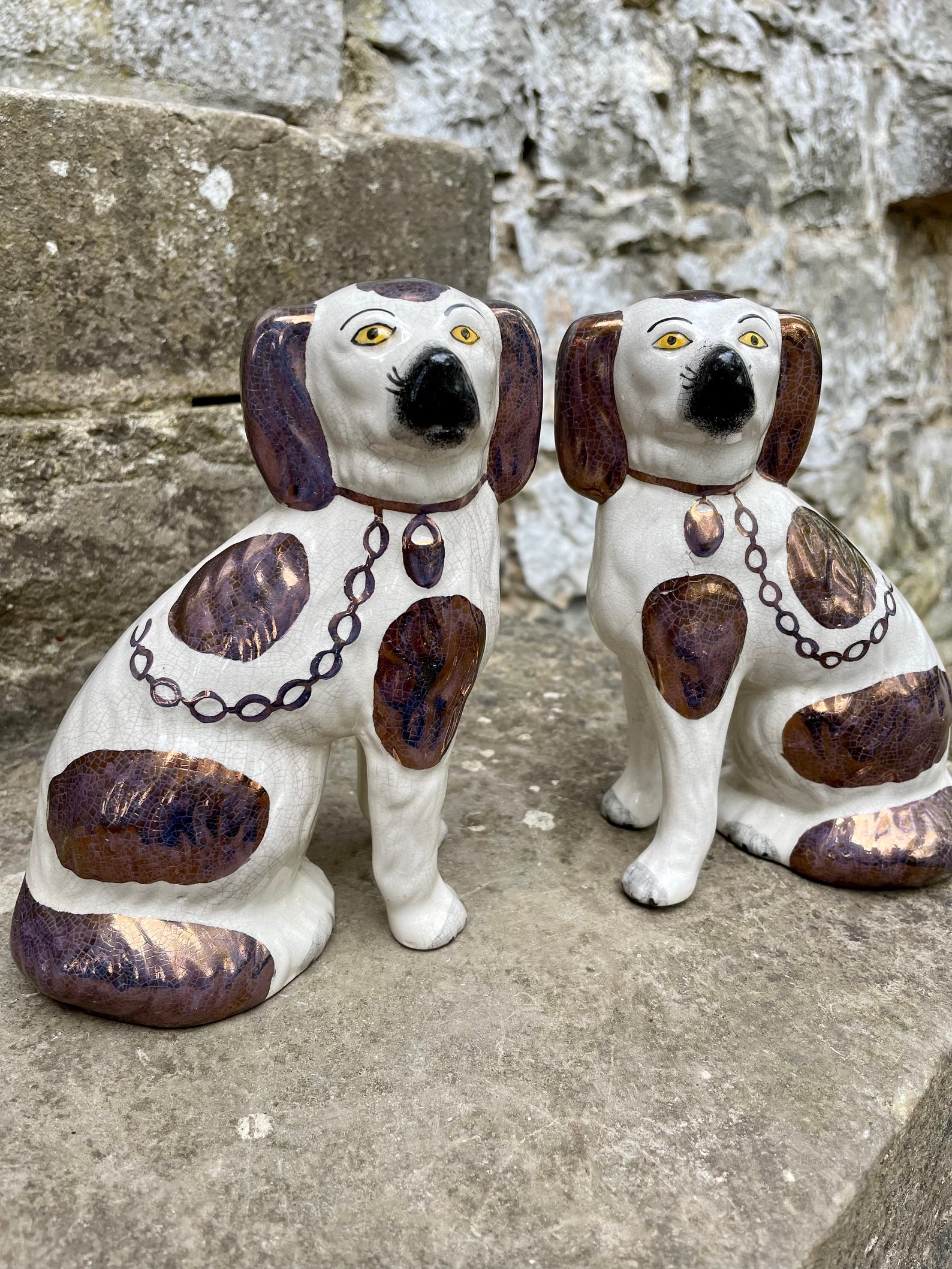 Antique Staffordshire Dogs Copper Lustre | Antique Pottery Dogs ...