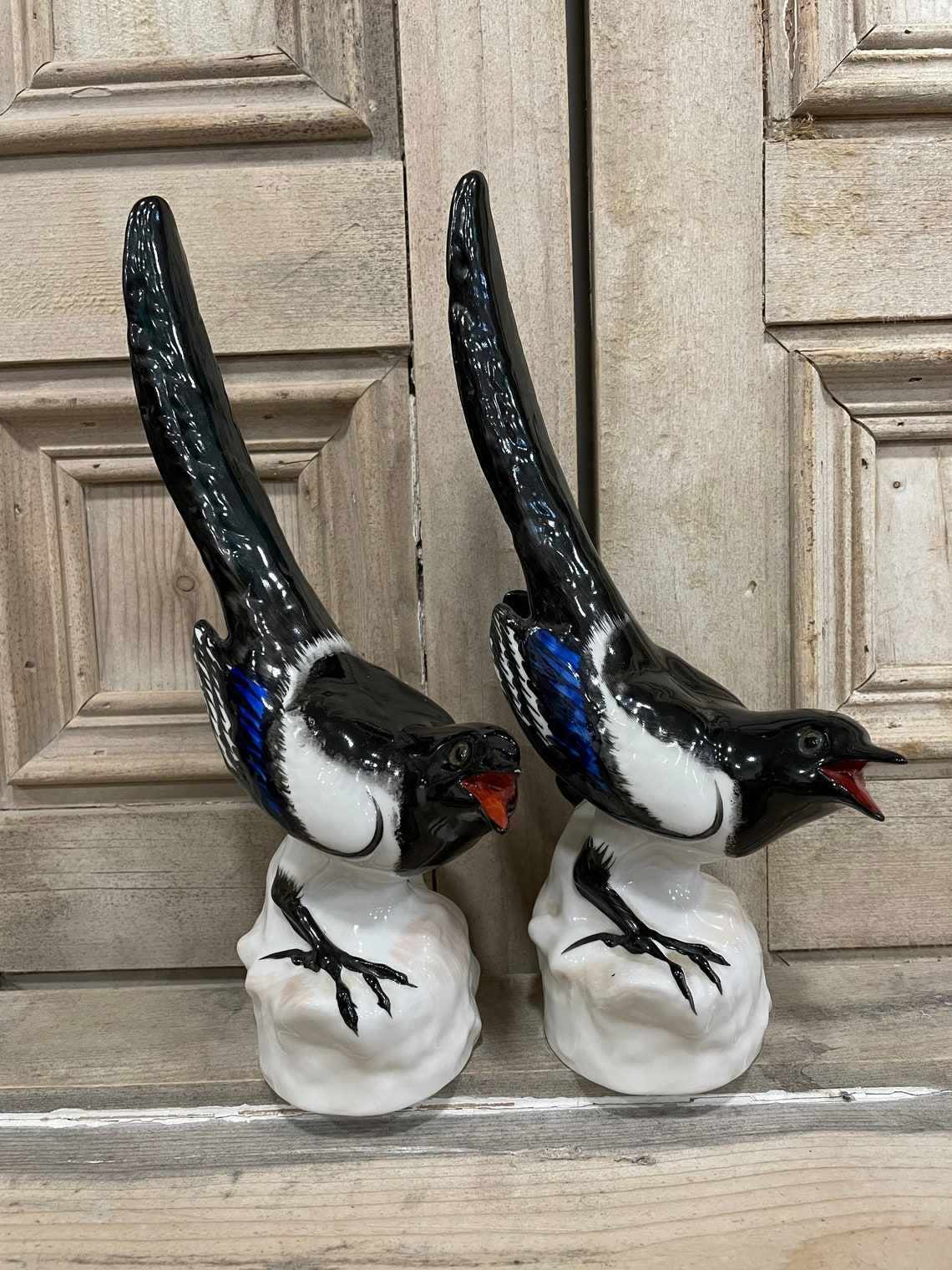 Imperial Lomonosov Magpie Figurine Pair USSR - Etsy