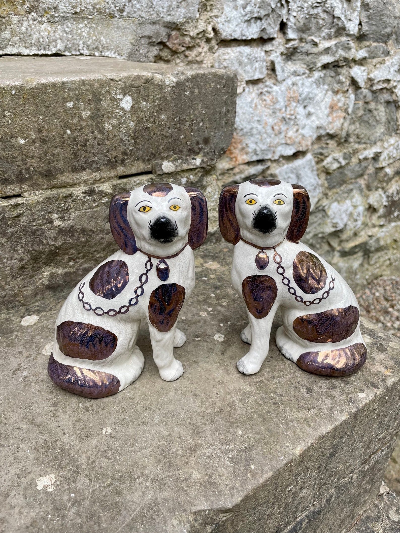 Antique Staffordshire Dogs Copper Lustre | Antique Pottery Dogs ...