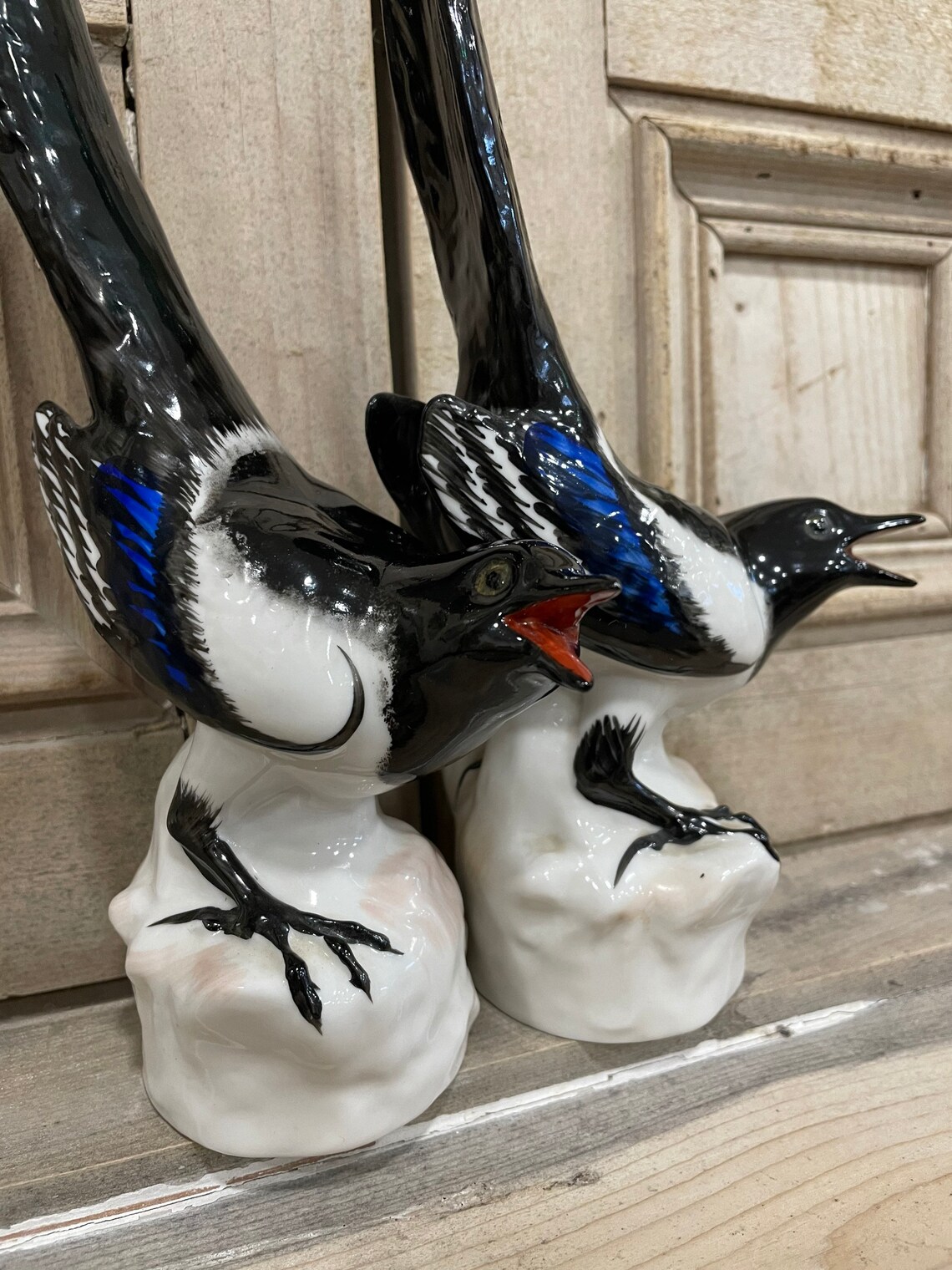 Imperial Lomonosov Magpie Figurine Pair USSR - Etsy