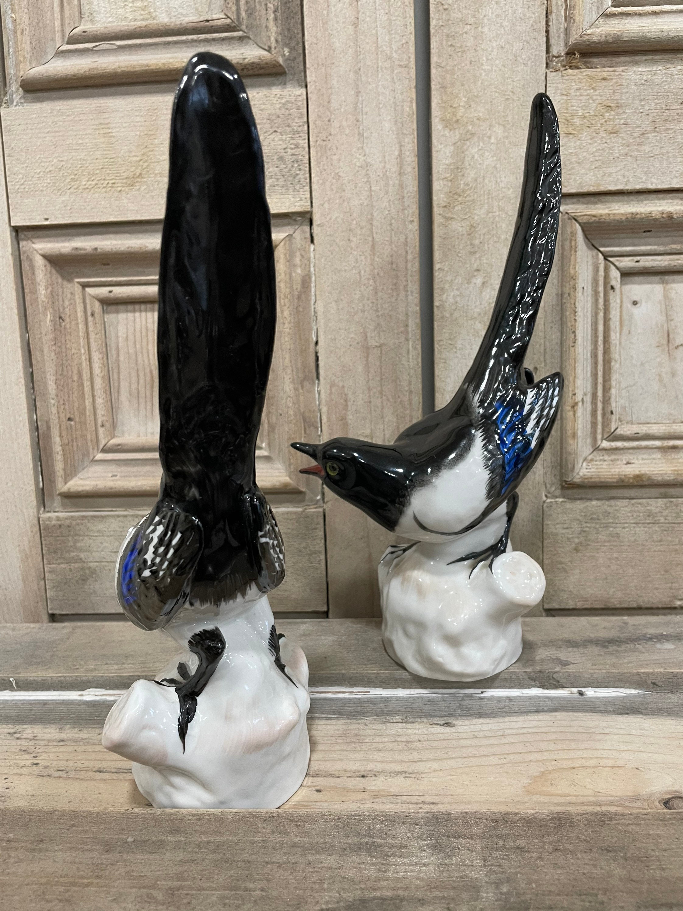 Imperial Lomonosov Magpie Figurine Pair USSR - Etsy