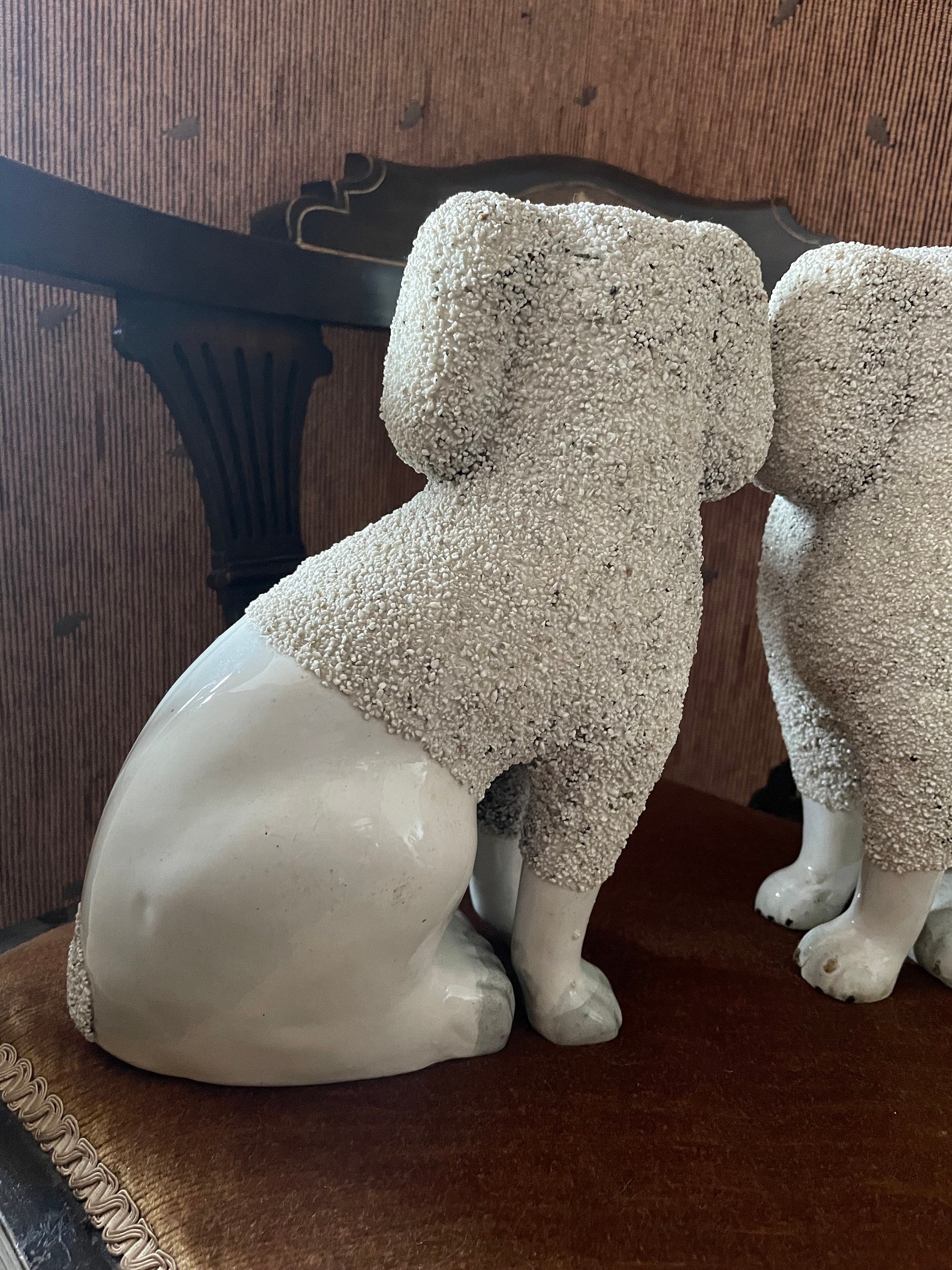 Antique Staffordshire Pottery Dogs Pair | Vintage Pottery Poodle Dogs ...