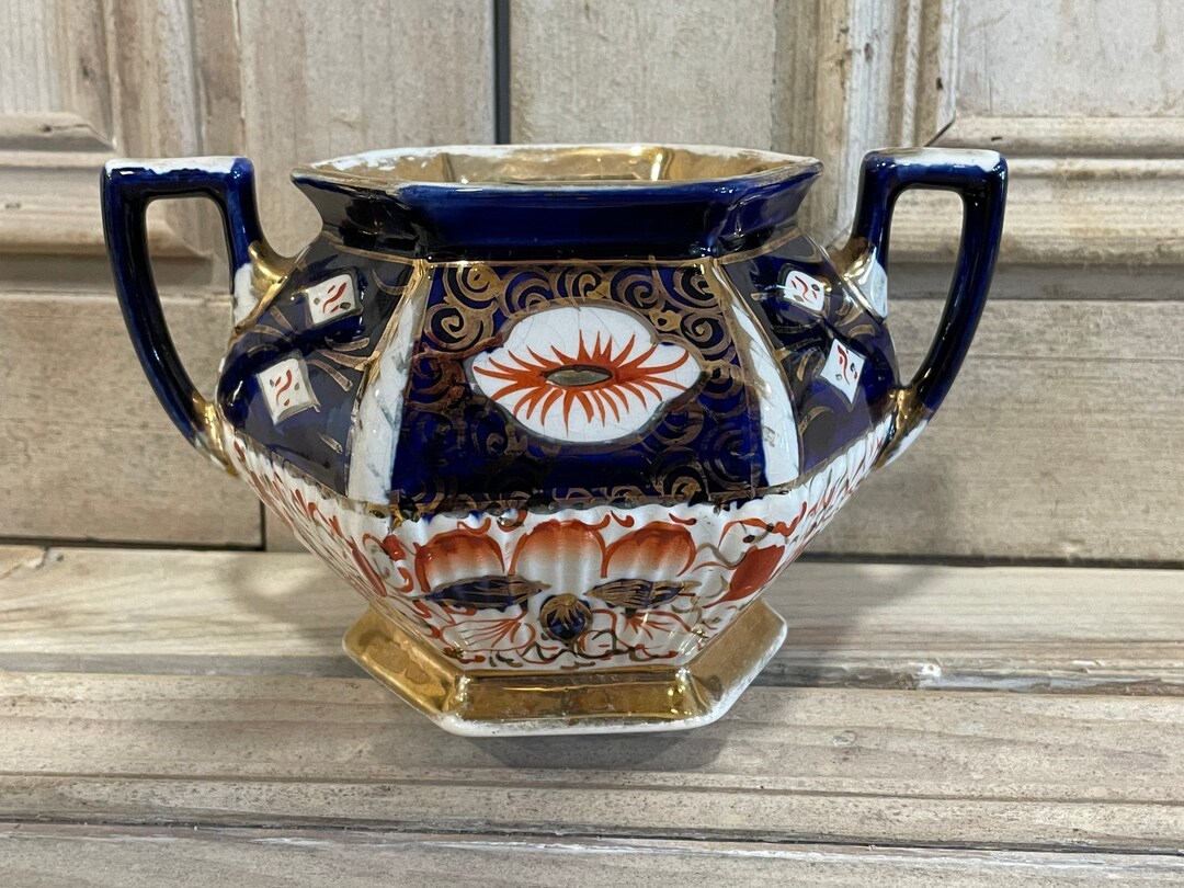 Antique Welsh Gaudy Imari Double Handled Bowl - Etsy UK