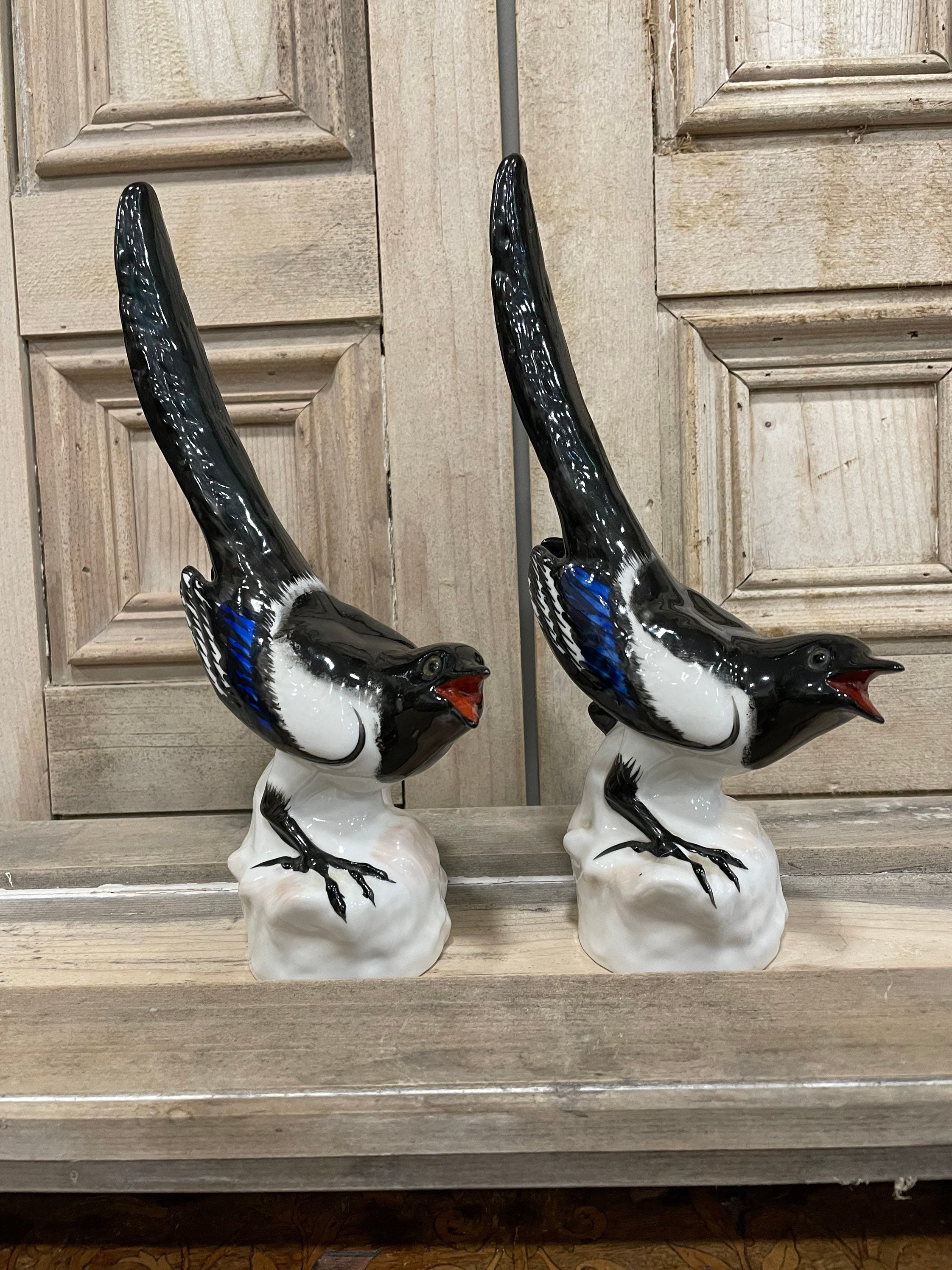 Imperial Lomonosov Magpie Figurine Pair USSR - Etsy