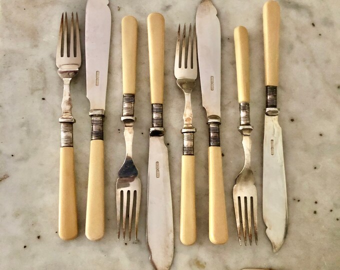 Philip Ashberry & Sons Faux Bone Fish Knives and Forks | Silver Plated ...