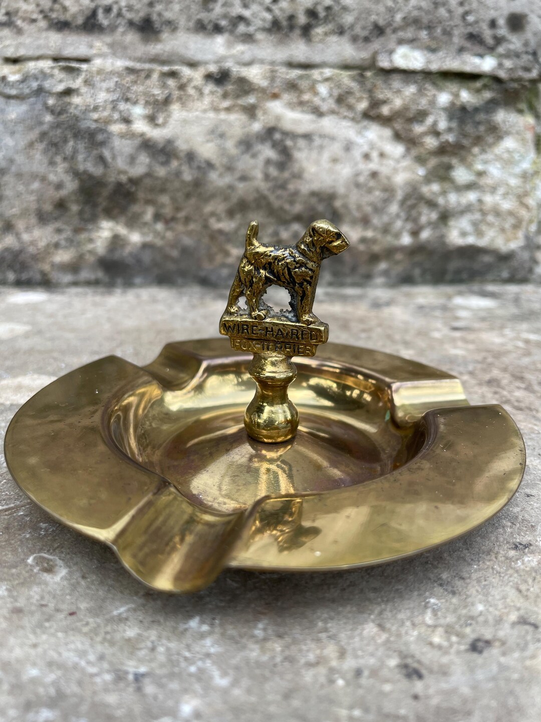 Peerage Brass Vintage Fox Terrier Ashtray | Brass Antique Trinket Tray ...