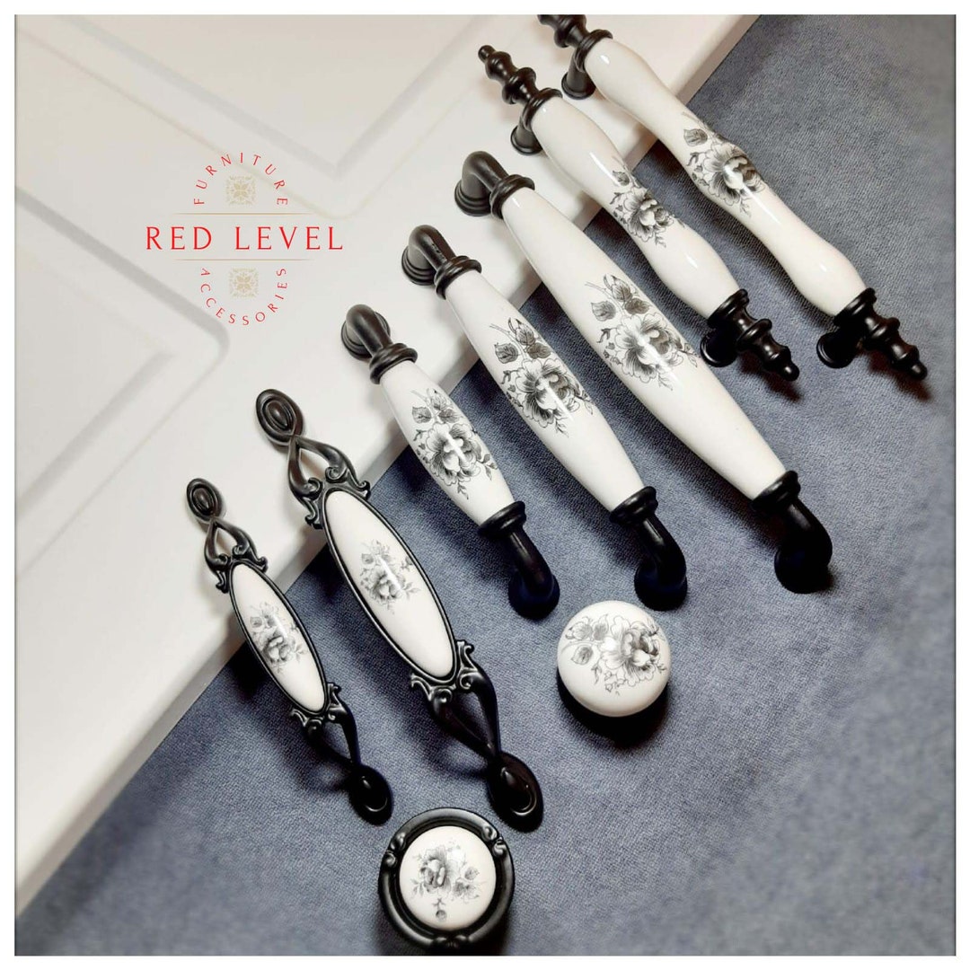 Porcelain Furniture Handles / Ceramic Kitchen Cabinet Pulls / Cupboard ...