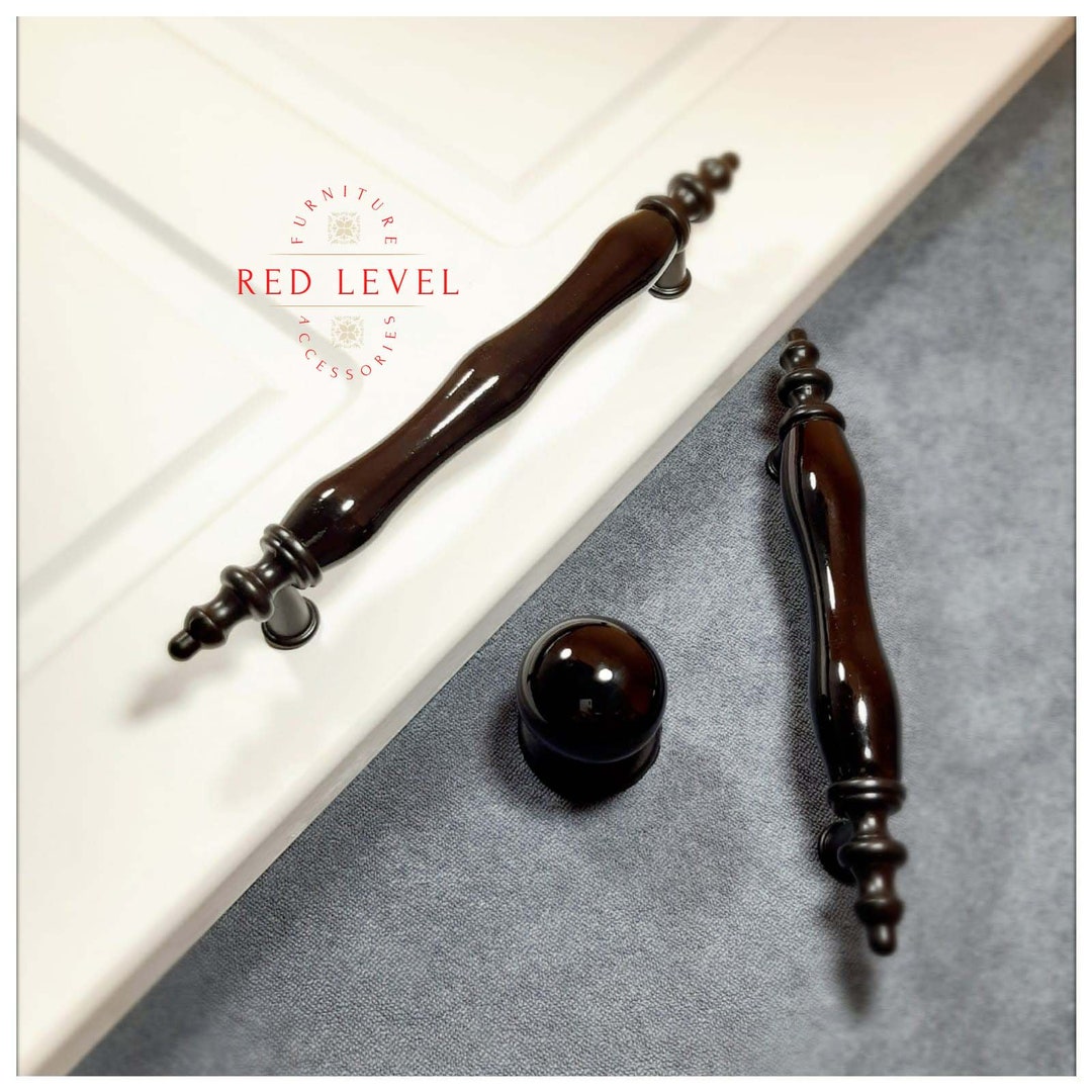 Black Porcelain Furniture Handles / Ceramic Kitchen Cabinet Pulls ...