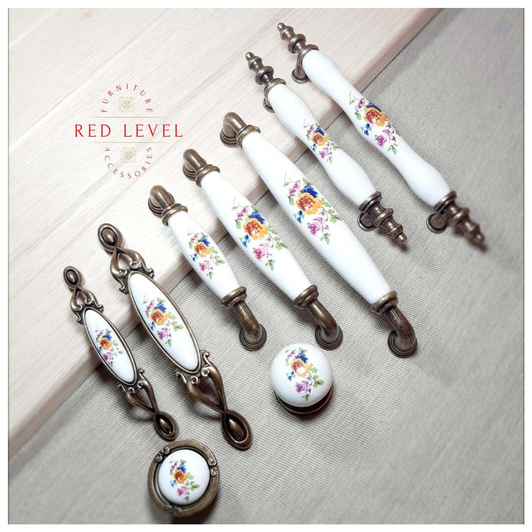 Porcelain Furniture Handles / Ceramic Kitchen Cabinet Pulls / Cupboard ...