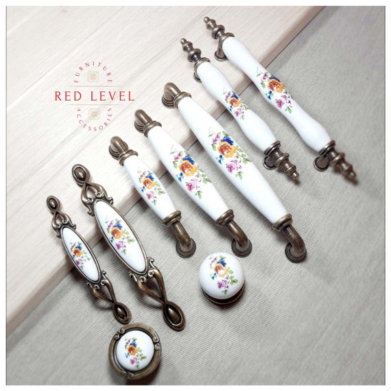 Porcelain Furniture Handles / Ceramic Kitchen Cabinet Pulls / - Etsy
