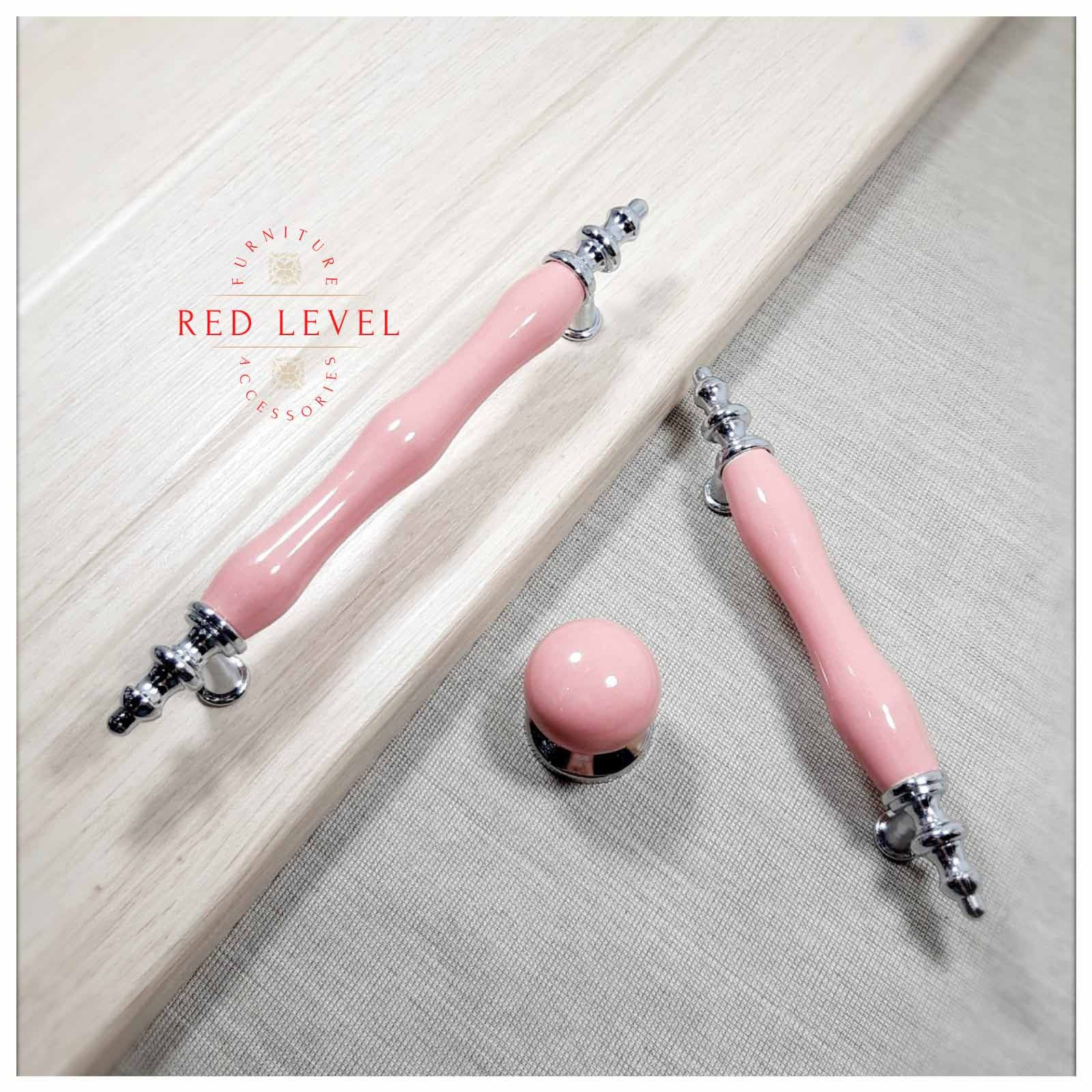 Pink Porcelain Furniture Handles / Ceramic Kitchen Cabinet Pulls ...