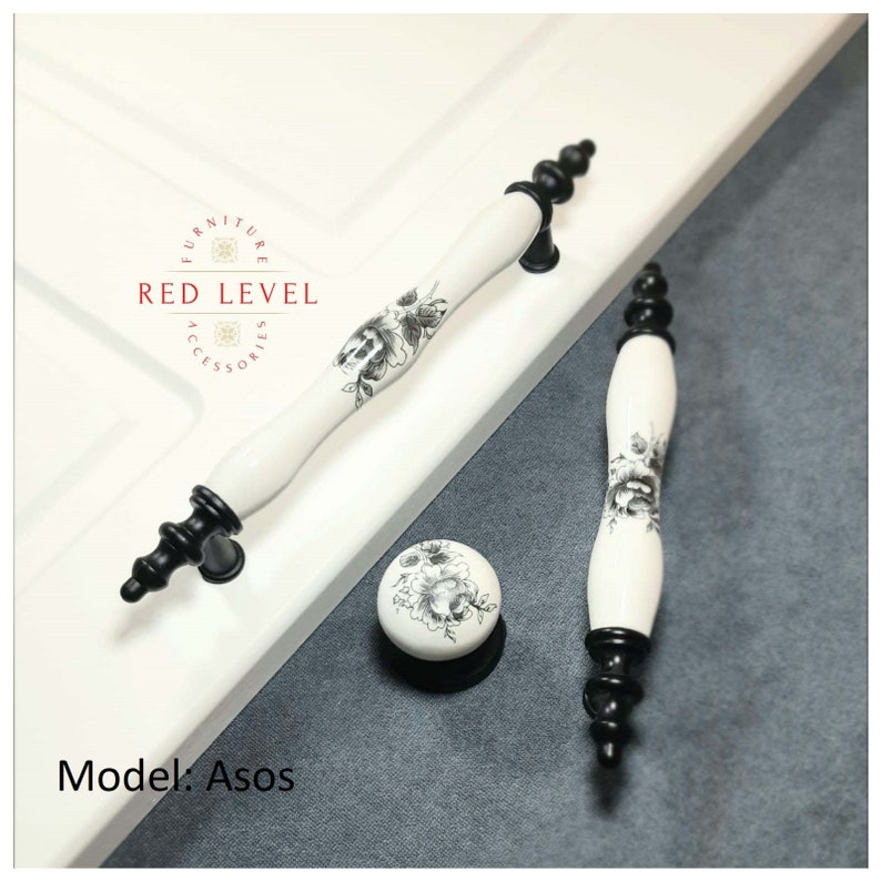 Porcelain Furniture Handles / Ceramic Kitchen Cabinet Pulls / Cupboard ...