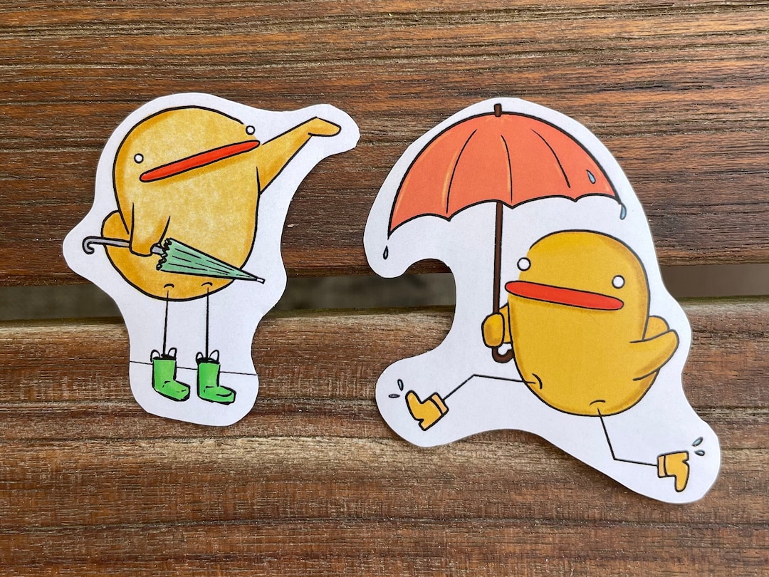 Rainy Duck - Sticker Set of 2 - Etsy