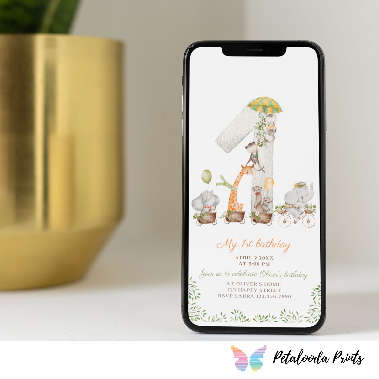 Evite - First Birthday Party - Adventure Friends - Editable Phone ...