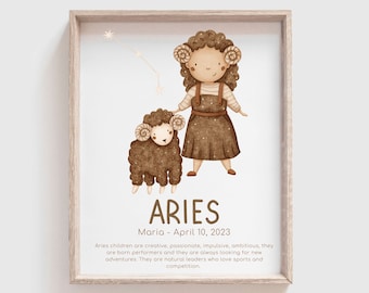 Personalised Nursery Wall Art - Kids Zodiac Print- Star Sign Zodiac ...