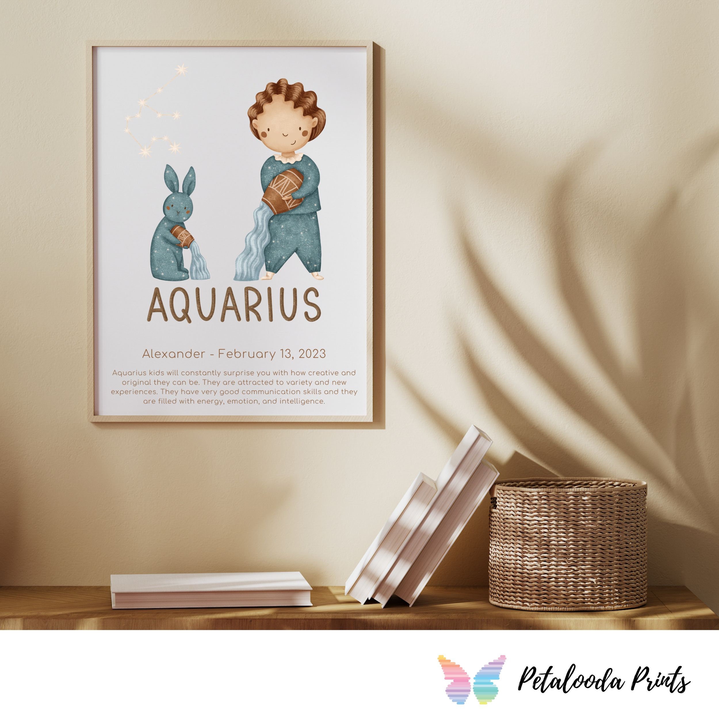 Personalised Nursery Wall Art Kids Zodiac Print Star Sign Zodiac Print ...