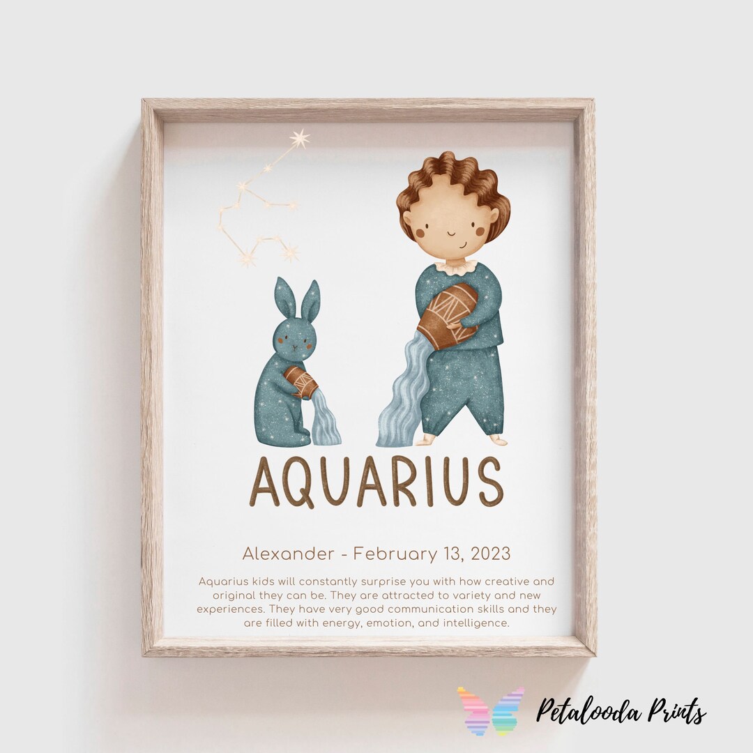 Personalised Nursery Wall Art - Kids Zodiac Print- Star Sign Zodiac ...