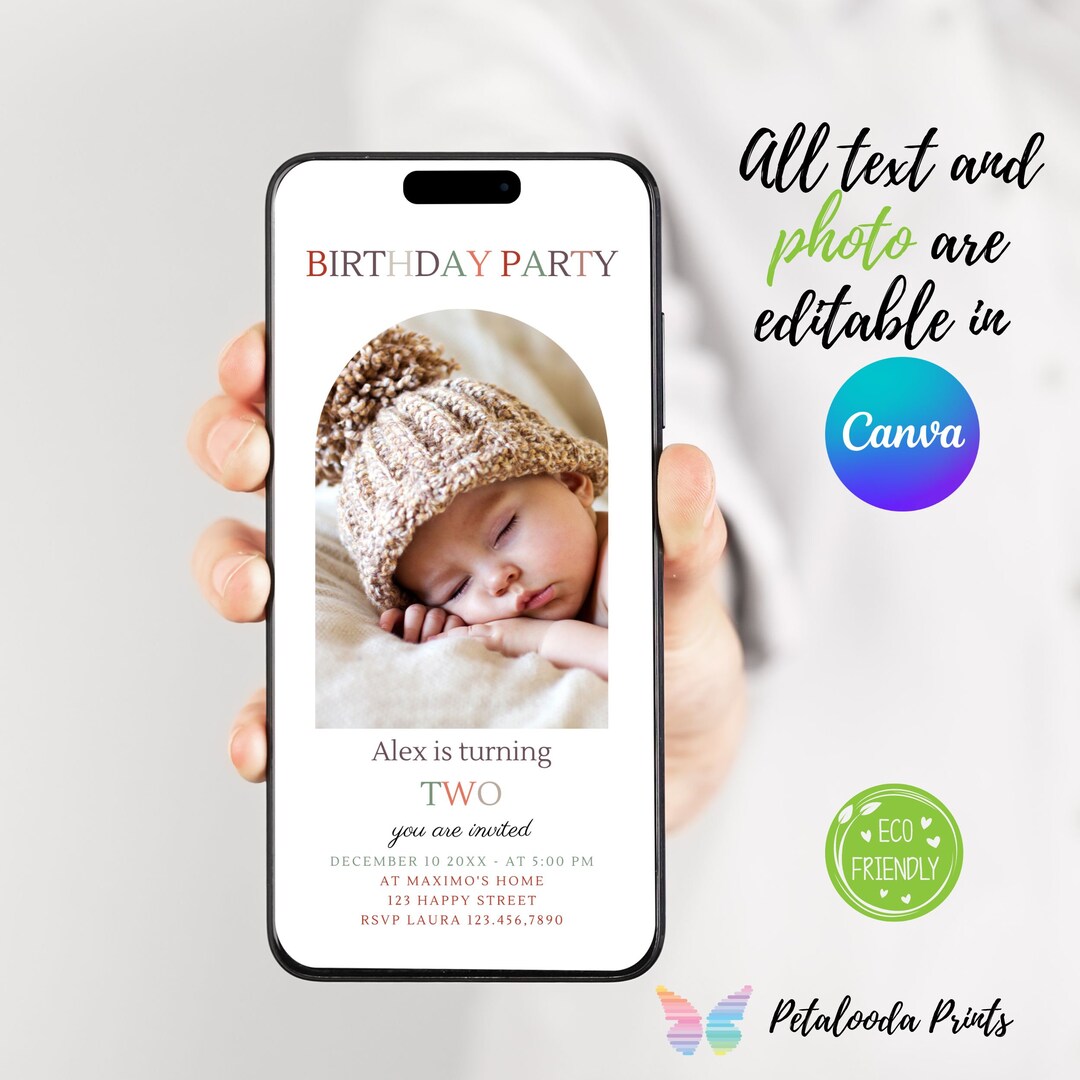 Evite - Editable Birthday Party Invitation - Photo Digital Invitation ...