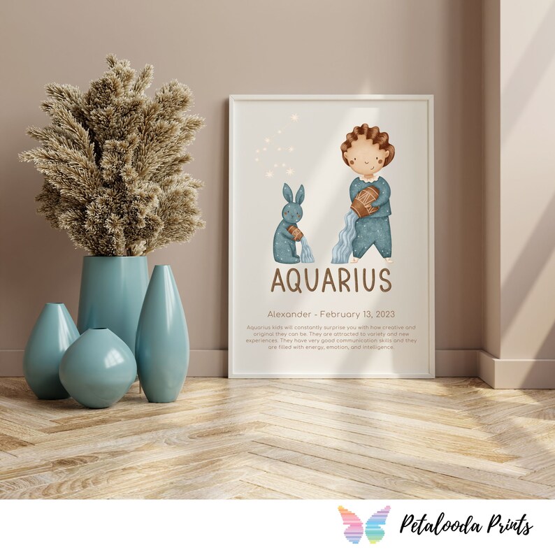 Personalised Nursery Wall Art Kids Zodiac Print Star Sign Zodiac Print ...