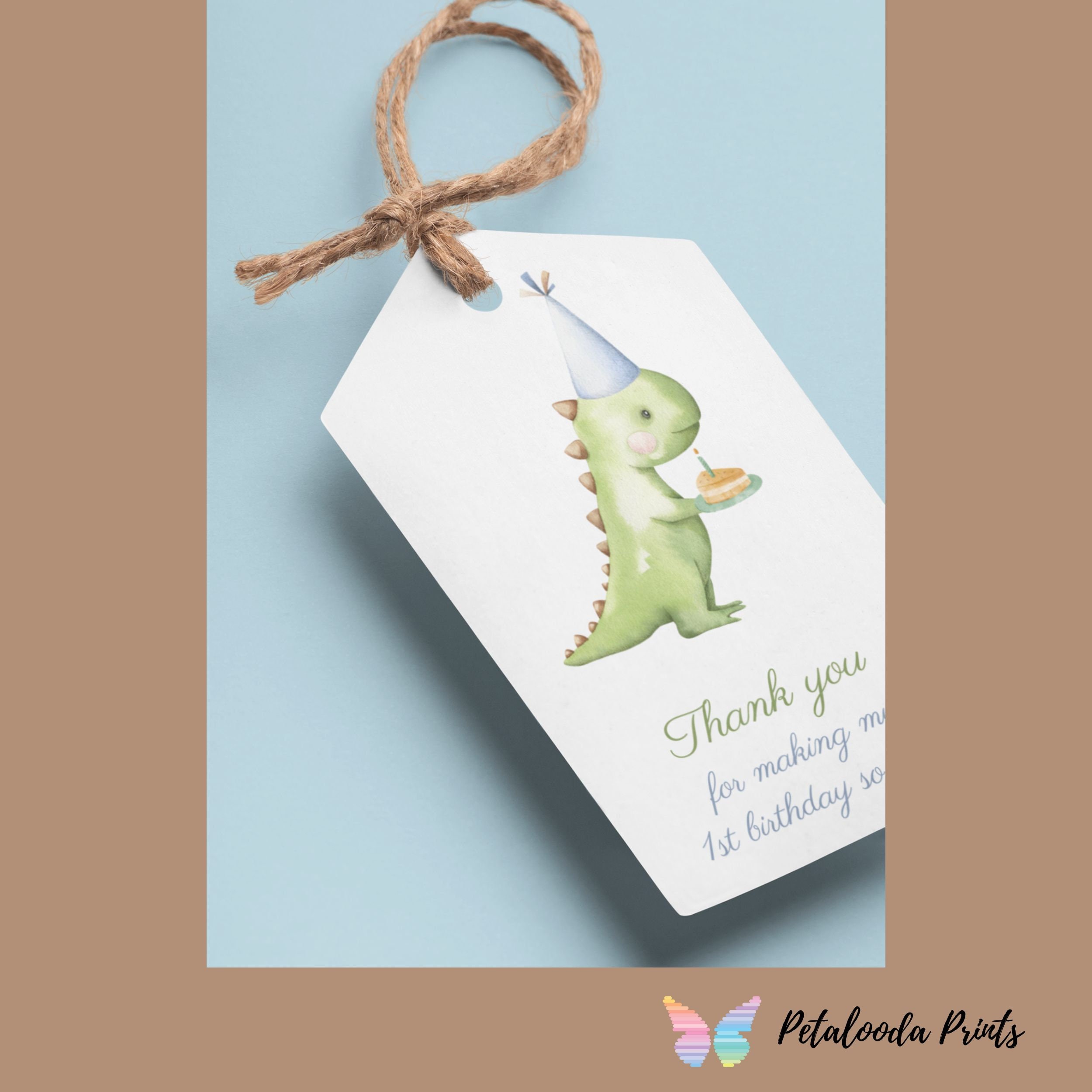First Birthday Thank You Tag Dinosaur Confetti Favor Tag Birthday Party ...