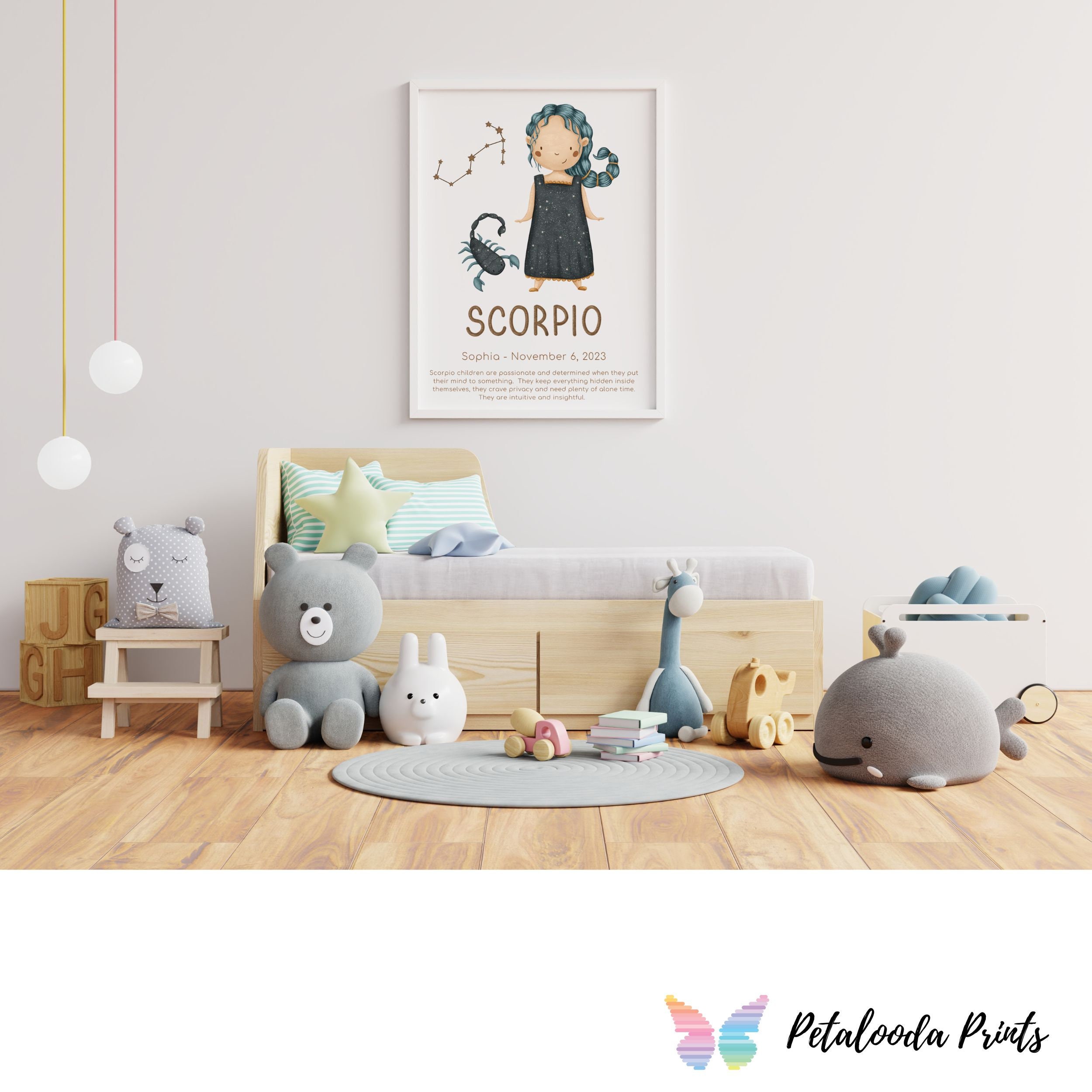 Personalised Nursery Wall Art Kids Zodiac Print Star Sign Zodiac Print ...