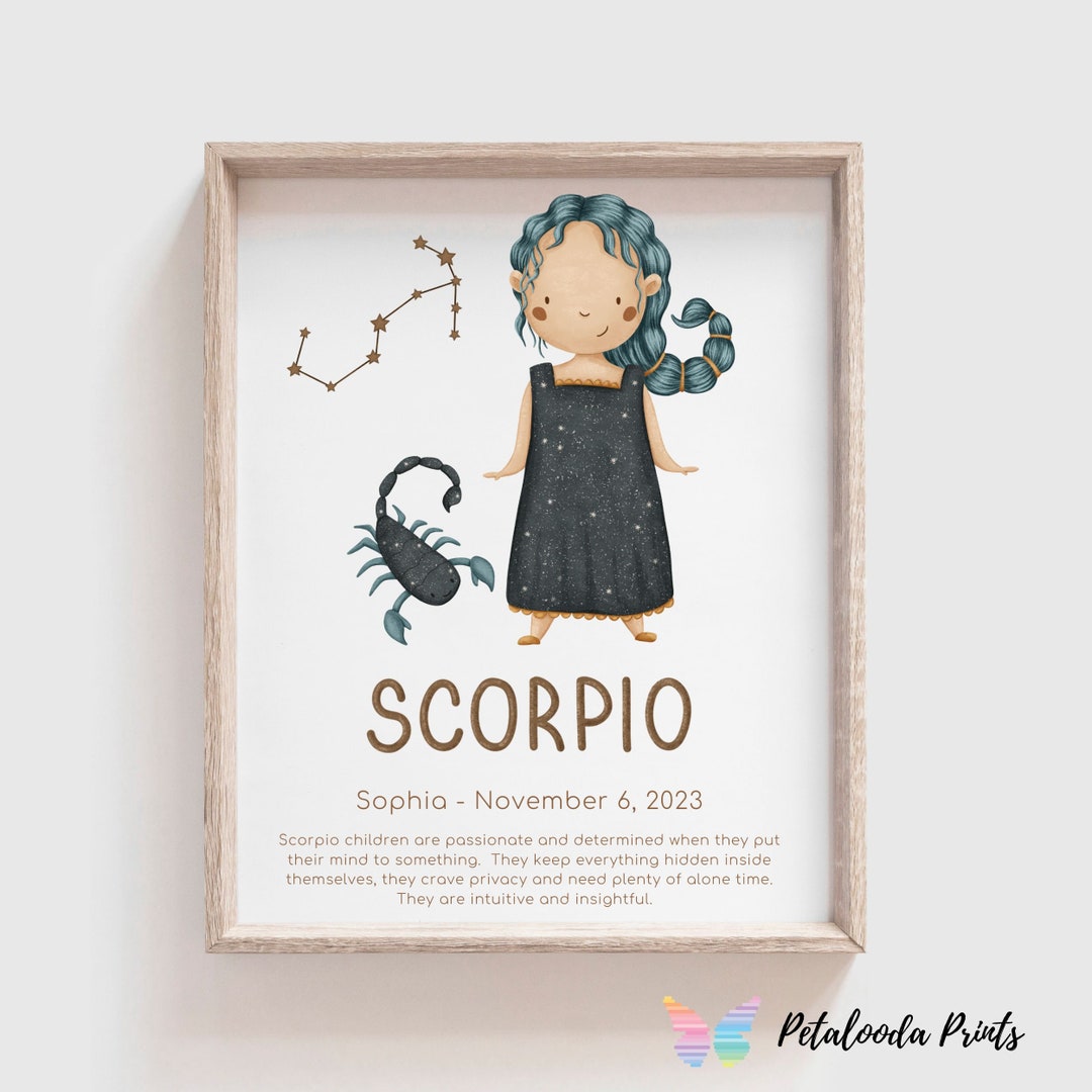Personalised Nursery Wall Art Kids Zodiac Print Star Sign Zodiac Print ...