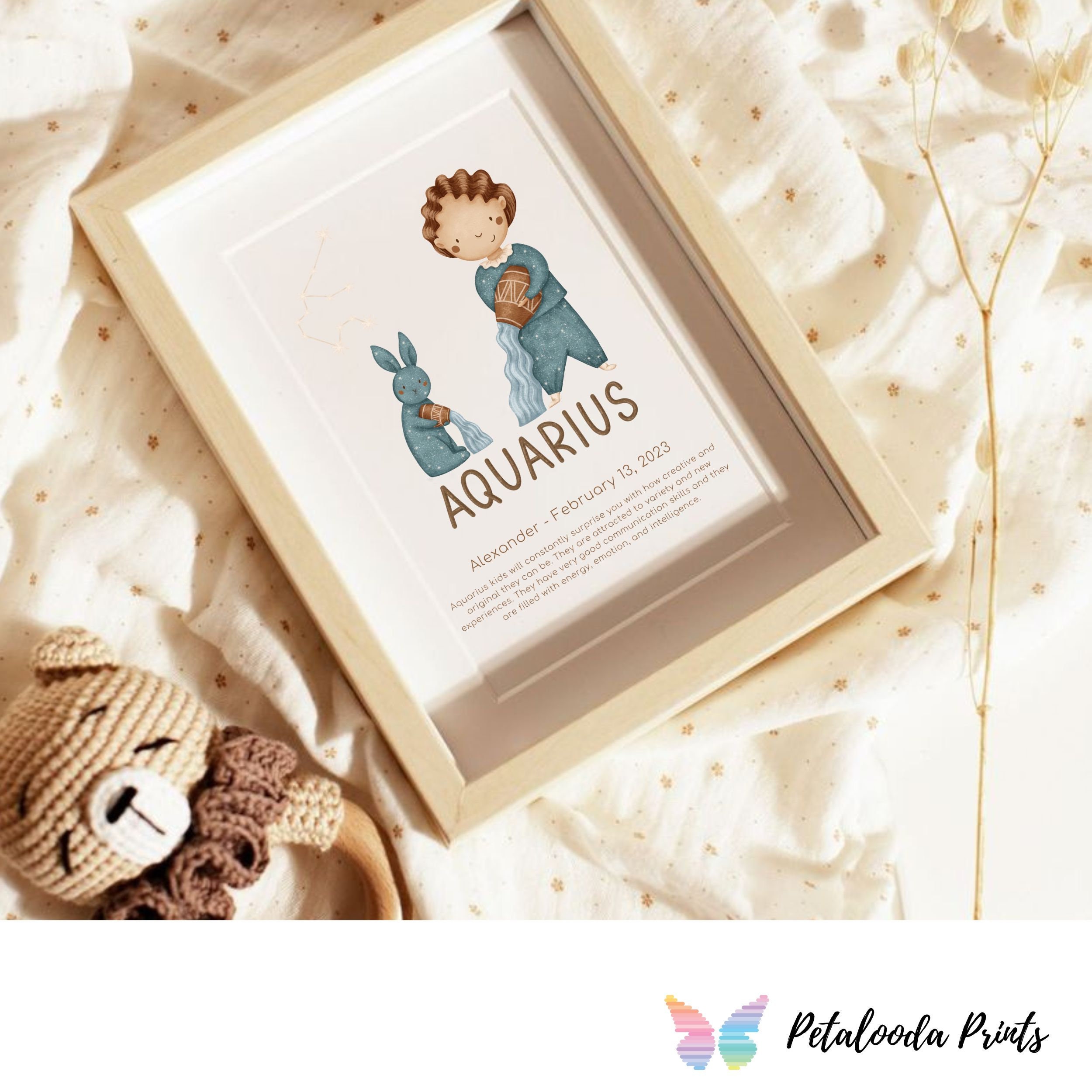 Personalised Nursery Wall Art Kids Zodiac Print Star Sign Zodiac Print ...