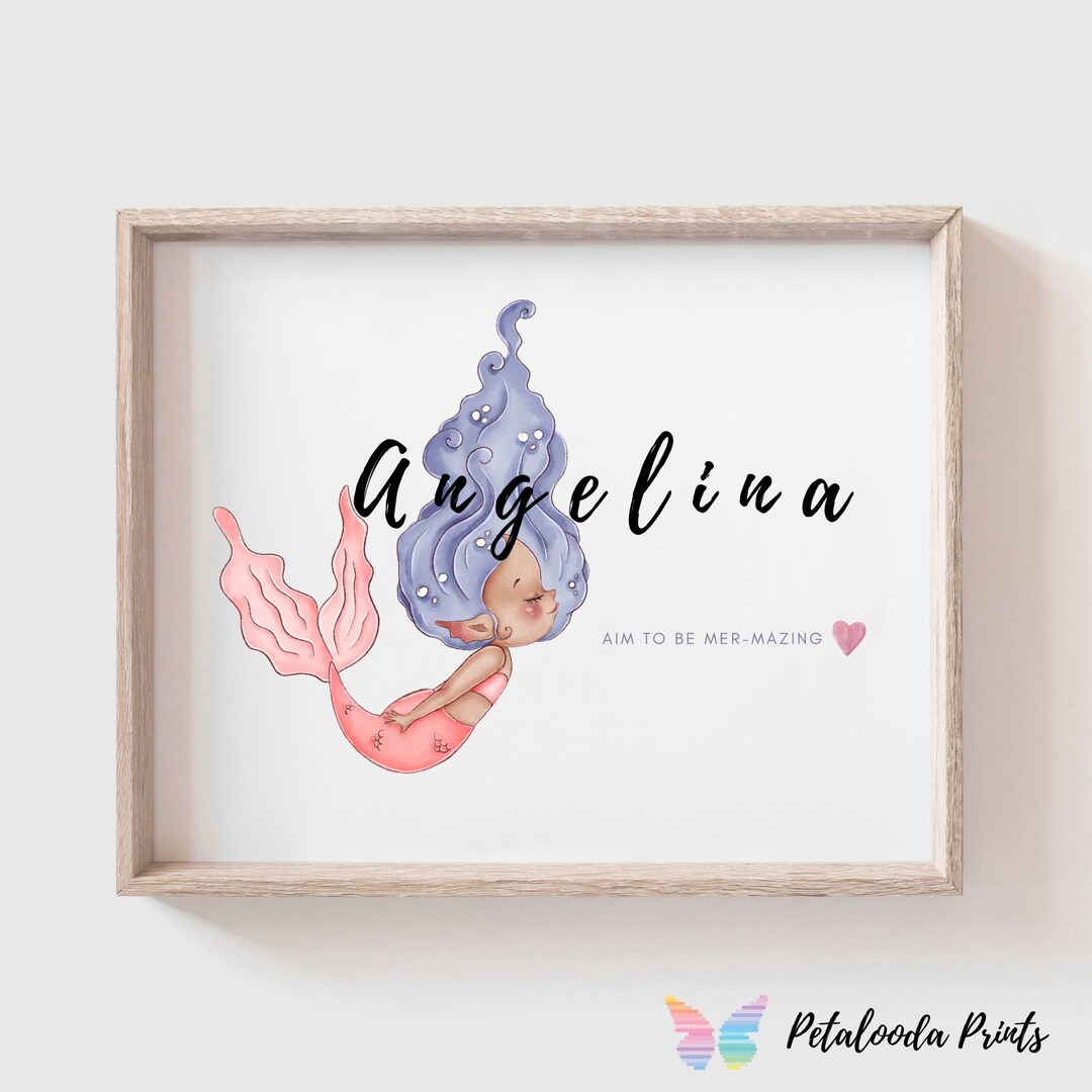 Personalized Mermaid Name Print: Girl Nursery Wall Art (digital ...