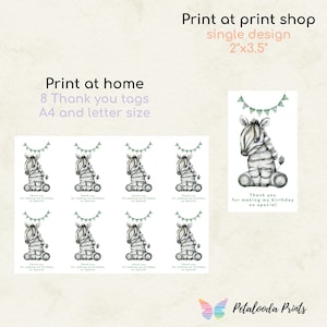 Birthday Thank You Tag - Cute Zebra - Jungle Theme Birthday Party ...