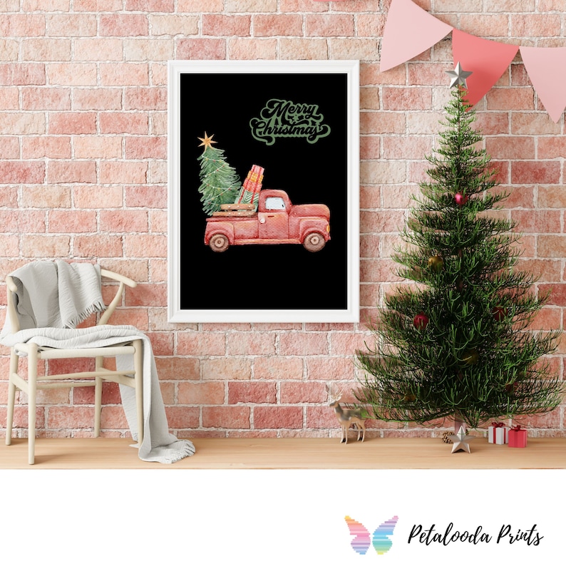 Christmas Wall Art Christmas Tree Christmas Presents Vintage Truck ...