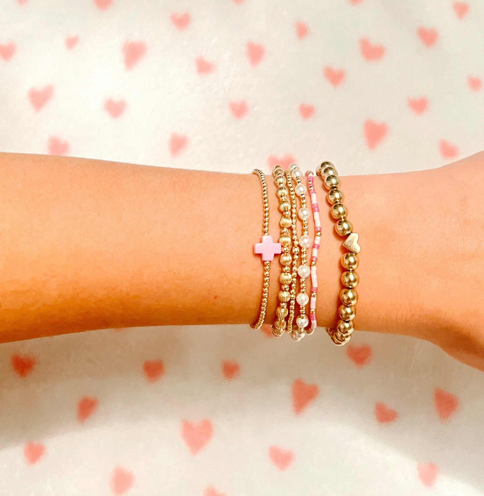 Beaded Heart Bracelet - Etsy