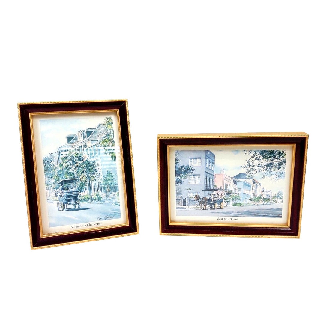 Framed 1991 Charleston SC Prints of East Bay St, Carriage Ride Jane ...