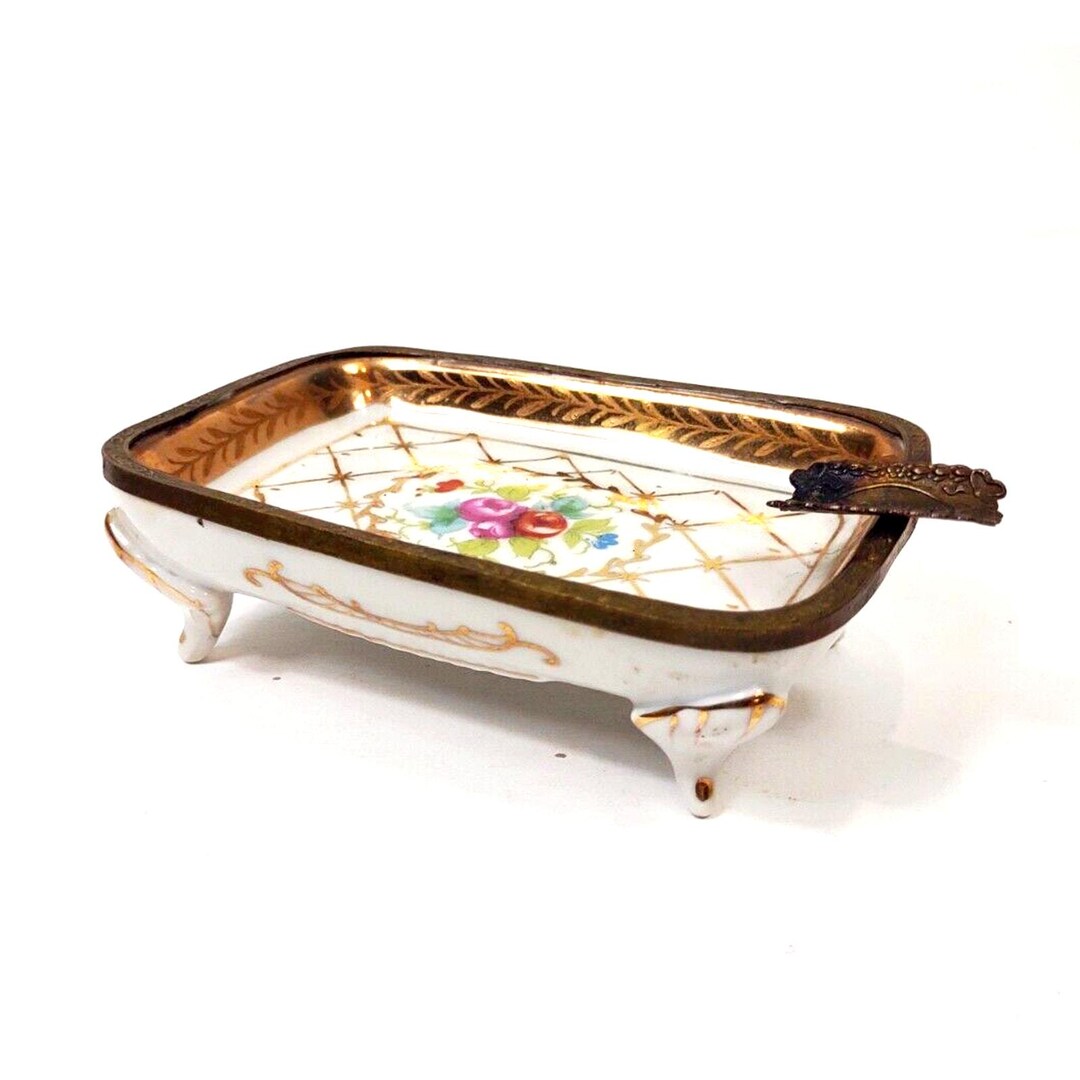 Antique Porcelain Germany Kalk Crossed Arrows Mark Gilt Ashtray Hand ...