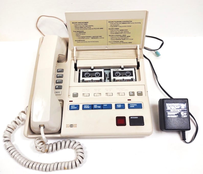 Vintage ATT Telephone & Answering Machine System Dual Cassette Recorder ...