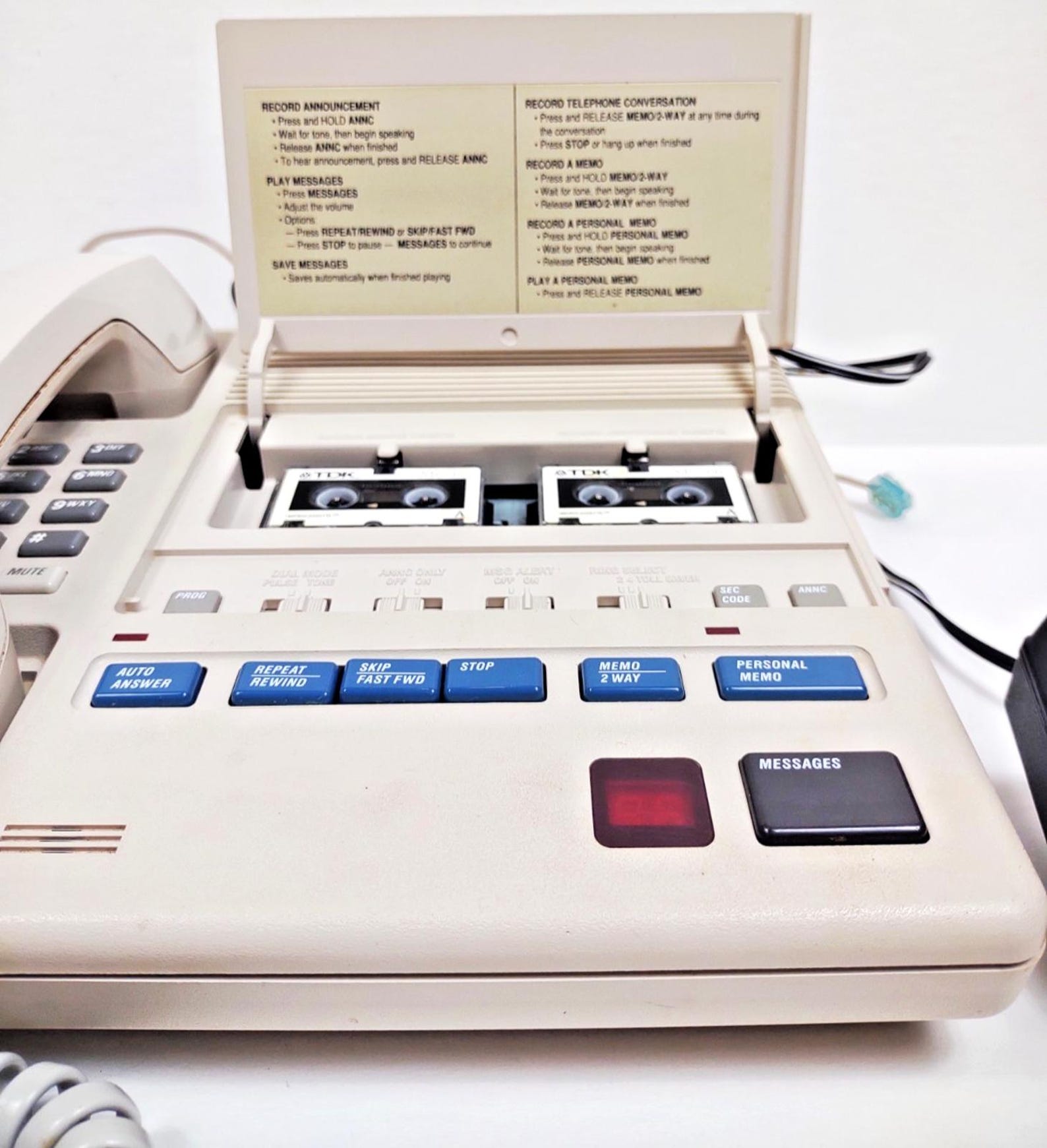 Vintage ATT Telephone & Answering Machine System Dual Cassette Recorder ...