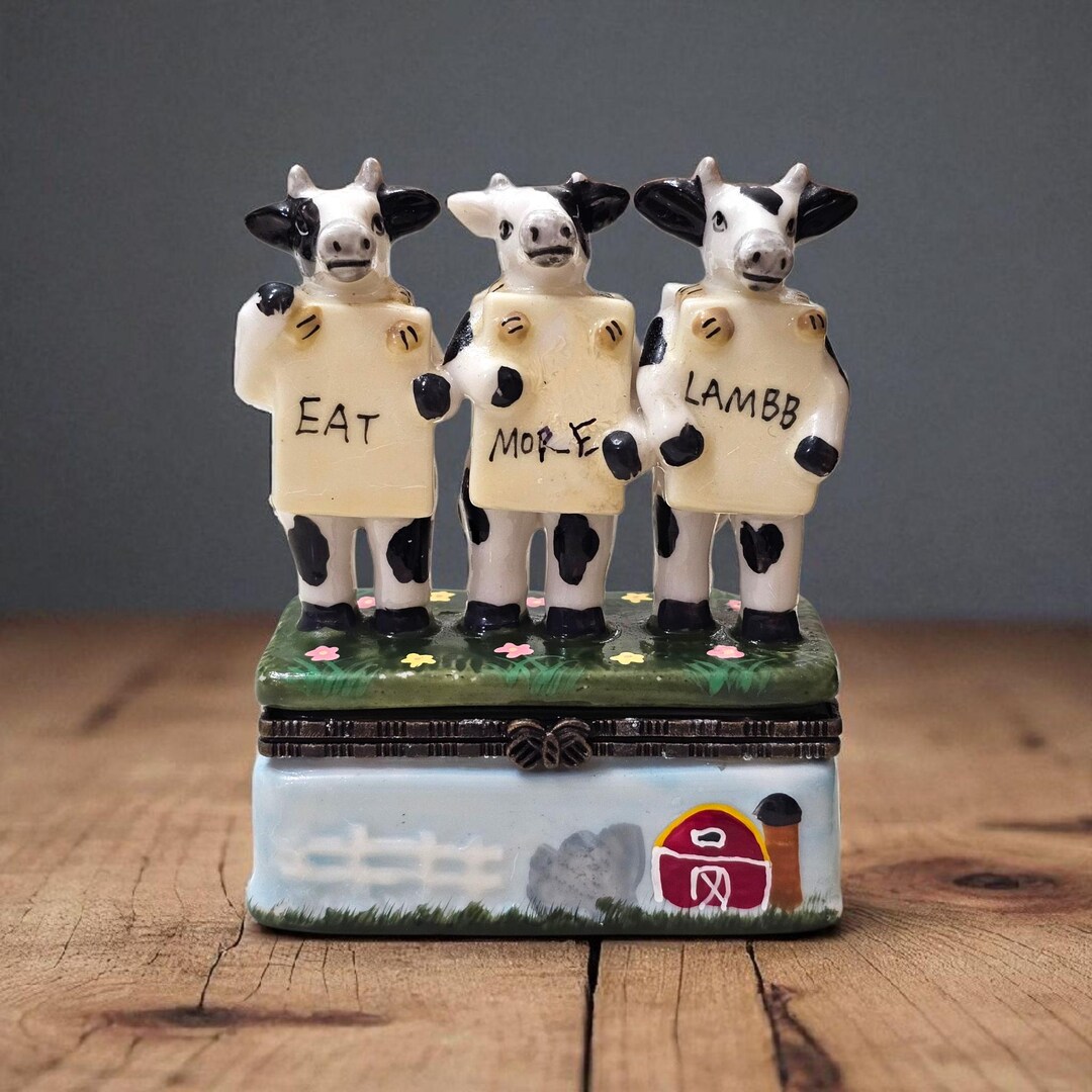 Vintage Cow Pill Box: Ceramic Hinged Trinket Dish - Etsy