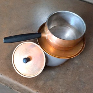 Mid Century SIGG Switzerland Copper Pot, Lid, and Platter 3-piece Set ...