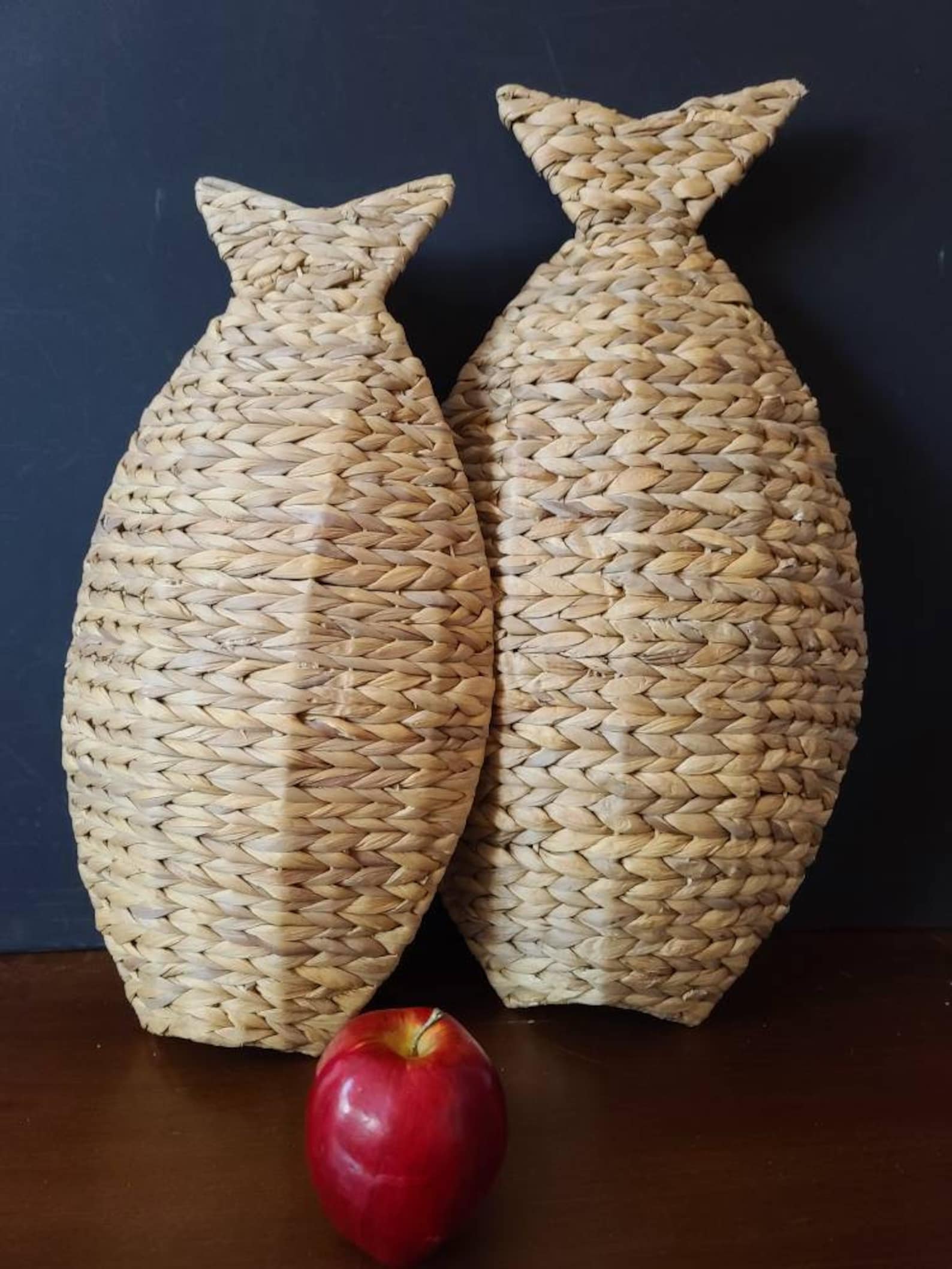 SET OF 2 Woven Fish Platter Baskets Mid Century Fish Trays Vintage ...