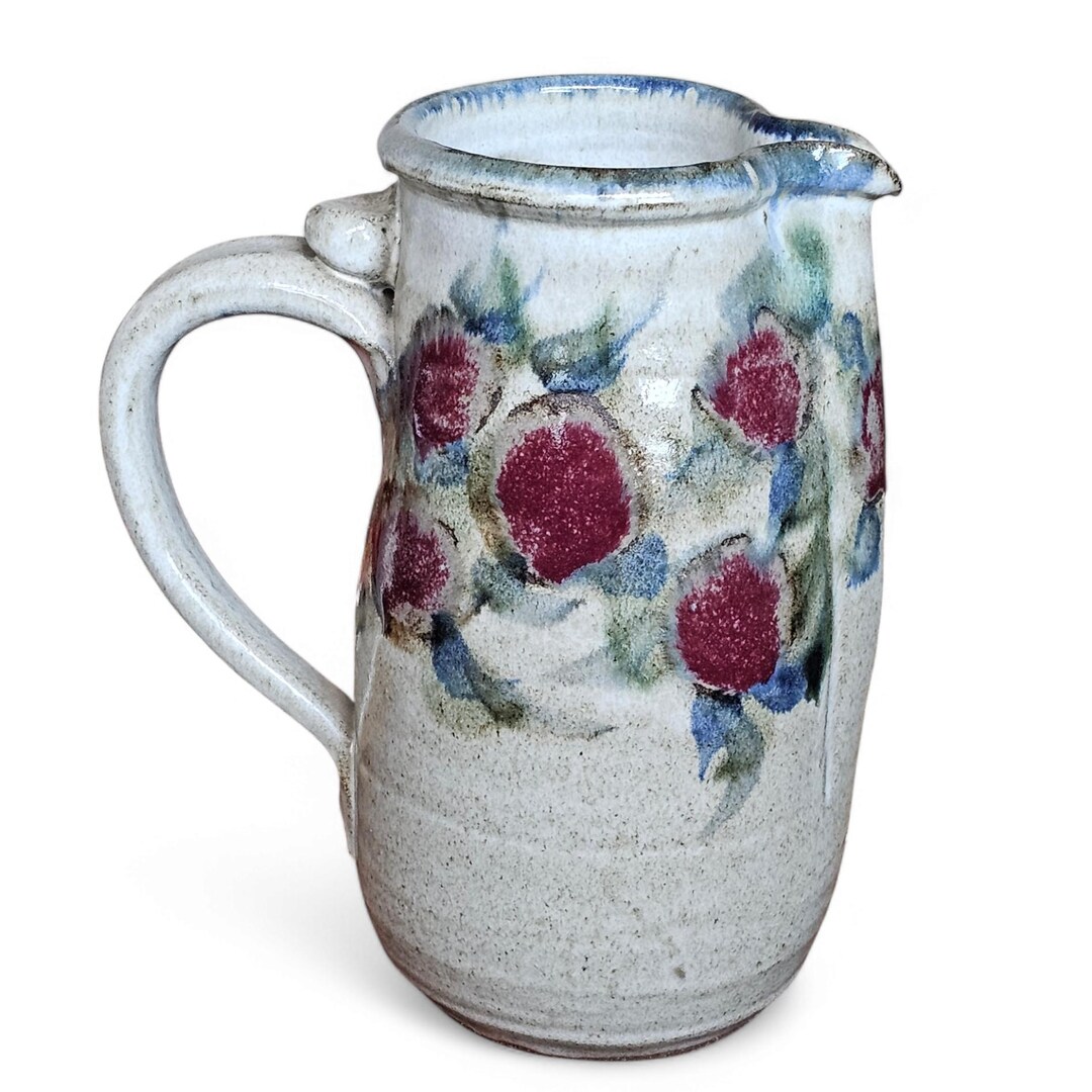 Studio Art Pottery Pitcher Vase SIGNED Ann Hunt Blue Green Red ...