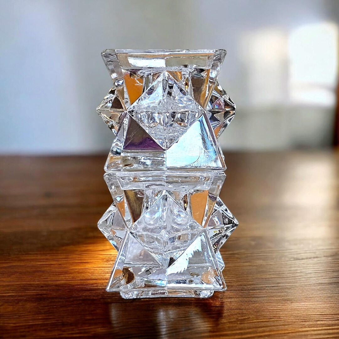 Lead Crystal Stackable Candle Holders - Two Pieces - Etsy