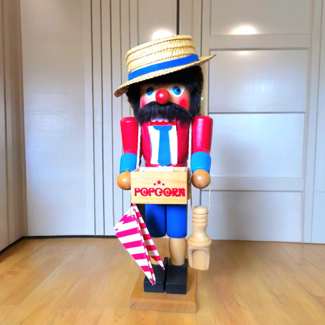 Popcorn Vendor Wood Nutcracker With ORIGINAL Box, 14" Tall Christian ...