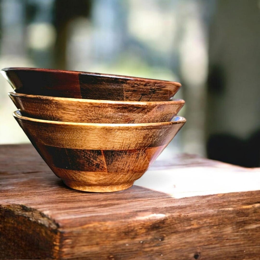 Handmade Segmented Wooden Bowls - Set of Three - Etsy