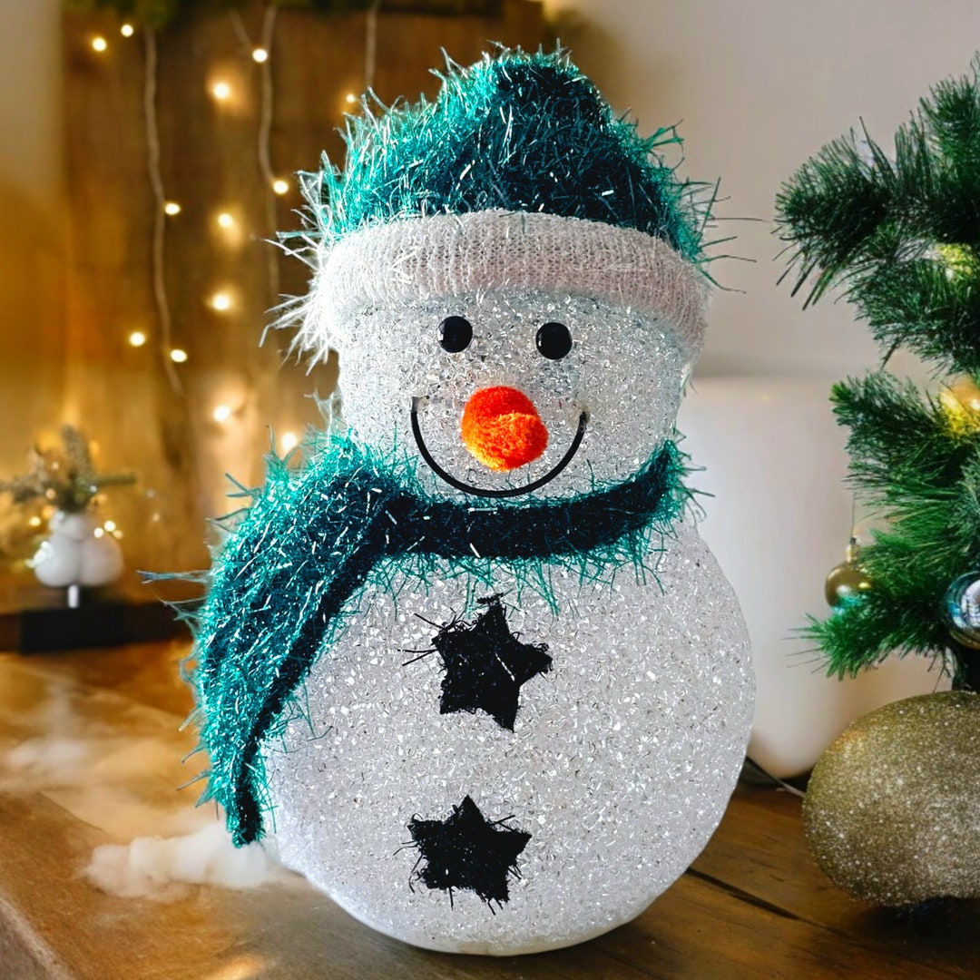 3-D Melted Plastic Popcorn Color Changing Snowman Christmas Decoration ...